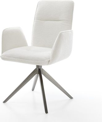 DELIFE Drehstuhl Vinja-Flex Bouclé Soft Beige Kreuzgestell breit Graphit 360° drehbar Wippfunktion, Esszimmerstühle