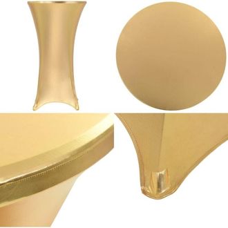 vidaXL 2 Stück Stretch-Tischdecken Golden 80 cm - Stretch-Tischhusse - Stretch-Tischhussen - Home & Living - Gold