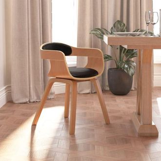vidaXL Vidaxl - Chaise &agrave; manger noire en similicuir - Bois courb&eacute; - Confort optimal - Dimensions 49x51x70cm - Capacit&eacute; 110kg