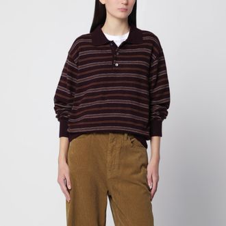 Dunst Brauner gestreifter Pullover mit Kragen