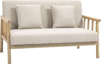 HOMCOM 2 Sitzer Sofa, Couch mit 2 Lendenkissen, Gepolsterter Polstersofa mit Holzrahmen, Leinenoptik, Modern Doppelsofa f&uuml;r kleine R&auml;ume, Wohnzimmer, Schlafz