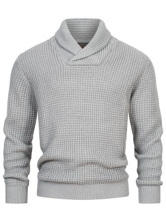 Indicode Herren INBrockly Strickpullover mit Schalkragen | Herrenpullover Strick-Pulli f&uuml;r M&auml;nner Lt Grey, M