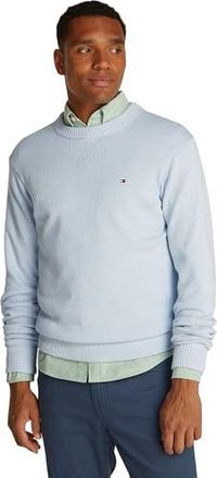 Tommy Hilfiger Pull Homme Chunky Cotton Crew Neck Pull en Maille, Bleu (Breezy Blue Mouline), XXL