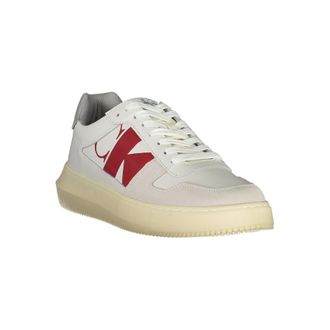 Calvin Klein Contrast Logo Leather Sneaker - White