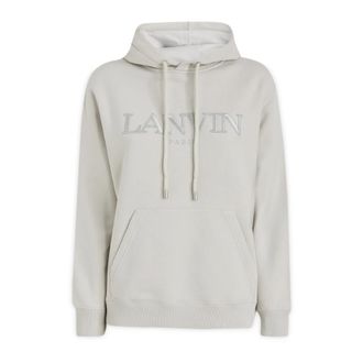 Lanvin Femme, Sweatshirts et sweats &agrave; capuche, Gris, Taille: 42 FR Sweat &agrave; capuche en coton avec logo brod&eacute;