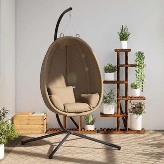 vidaXL Chaise suspendue en forme doeuf et support taupe tissu et acier - Vidaxl