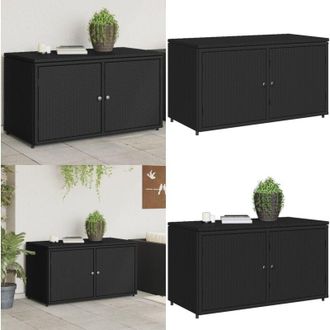 vidaXL Gartenschrank Schwarz 110x55x60,5 cm Poly Rattan - Outdoor-Schrank - Gartenschrank - Stauraum - Gartenorganisation - Wetterfest - Home & Living