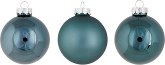 Cosy & Trendy Cosy Home 12 Weihnachtskugeln aus Glas, Shiny Matt Opal, Blau, D8 cm