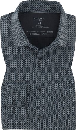 Olymp Herren Hemd schwarz gemustert Slim Fit