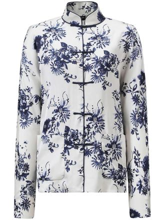 Shanghai Tang veste en coton &agrave; fleurs - Blanc