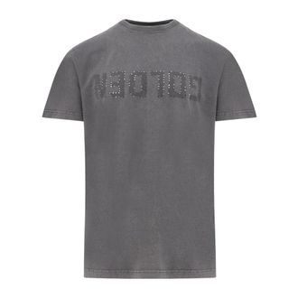 Golden Goose Homme, Tops, Gris, Taille: S T-shirt Col Rond avec Logo Imprimé Gris