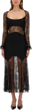 Nina Ricci Femme, Robes, Noir, Taille: 38 FR Robe Midi Orn&eacute;e de Dentelle