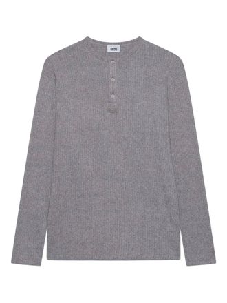 GCDS Geripptes T-Shirt mit Knöpfen - Grau