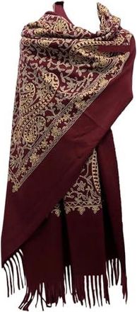 GFM Ch&acirc;le Style Pashmina Texture Cachemire Brod&eacute; - Automne-Hiver - Saint Valentin F&ecirc;te des M&egrave;res No&euml;l (EMBSHL-AA),.5-229-rouge bordeaux, L