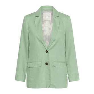 Part Two Leinenjacke mit V-Ausschnitt und Kn&ouml;pfen - - Jackets - Damen - Gr&uuml;n - XS