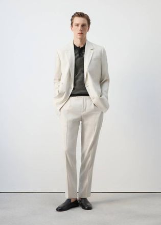 Mango Pantalon costume Boston regular fit &eacute;cru - Homme - 38 - MANGO MAN