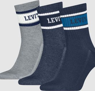 Levi's Short Cut Collegiate Socks 3 Pack - Homme - Multicolore / Blue/Grey - 35