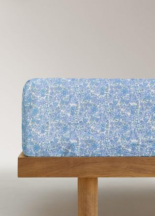 Mango Drap-housse enfant percale fleurs 135/140 cm bleu - Home - Lit 135/140 cm - MANGO HOME
