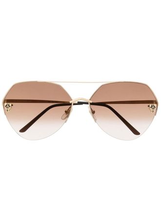 Cartier lunettes de soleil &agrave; plaque Panth&egrave;re signature - Or