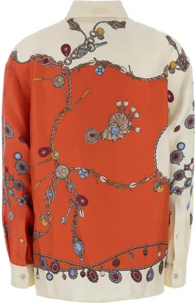 Versace Printed Silk Shirt - Orange