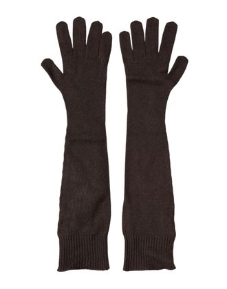 Dolce & Gabbana Womens Brown Cashmere Knitted Elbow Length Mitten Gloves