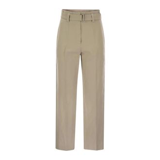 Brunello Cucinelli High-Waisted Belted Trouser - - Trousers - Damen - Beige - 2XS