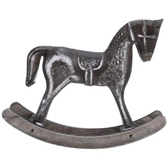 Hemobllo Holz Schaukelpferd Statue Geschnitzte Pferdefigur aus Massivem Holz als Tischdekoration f&uuml;r Wohnzimmer und B&uuml;ro Platzsparende Tierdekoration f&uuml;r Zuhau