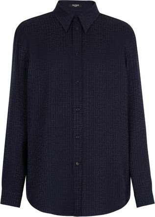Balmain Homme, Chemises, Bleu, Taille: 3XL Monogram Jacquard Shirt