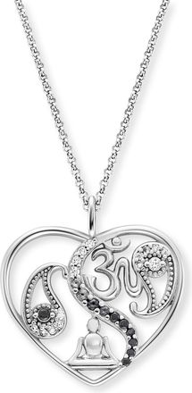 Engelsrufer Damen Halskette aus Sterling Silber mit Anhänger Yin Yang Herz - besetzt mit funkelnden Zirkonia Steinen - Länge: 42+4+4 cm