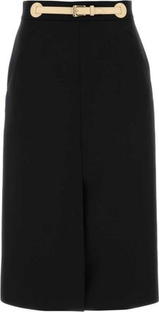 Valentino Garavani Femme, Jupes, Noir, Taille: 38 FR Jupe Midi Ceintur&eacute;e