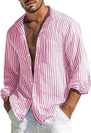 Generic Chemise &agrave; manches longues pour homme, coupe d&eacute;contract&eacute;e, col basculant, chemise formelle l&eacute;g&egrave;re &agrave; s&eacute;chage rapide, couleur unie, cardigan d&eacute;contract&eacute; 