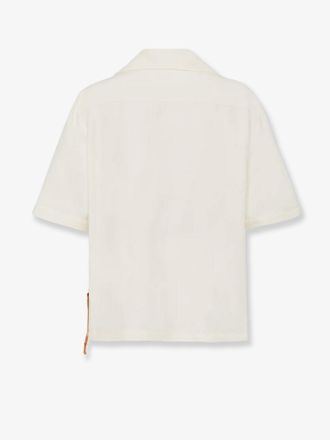 Laneus Womens Cropped Shirt Beige Viscose-Linen