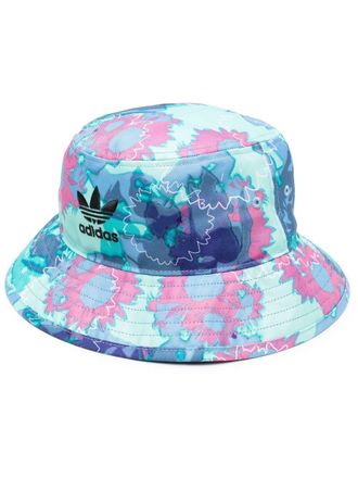 adidas bob Trefoil &agrave; fleurs - Bleu