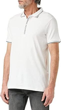 A|X Armani Exchange Hidden Buttons, Stretch Cotton Polo, Blanc (White 1100), Medium Homme