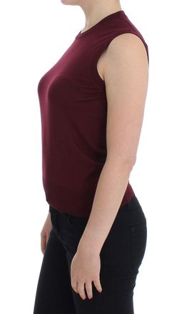 Dolce & Gabbana Womens Red Sleeveless Crewneck Vest Pullover Wool Clothing