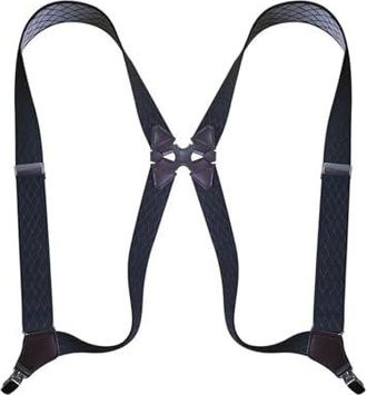 Generic Bretelles pour homme 3,5 cm de large ceinture &eacute;lastique r&eacute;glable bretelles X dos chemise clip porte-jarretelles pantalon bretelles homme bretelles vin