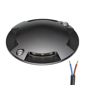 LEDs Com LED Bodenleuchte, Wegmarkierung RUNDA f&uuml;r au&szlig;en, IP67, 4-flammig, anthrazit, rund, 70mm &Oslash;, warmwei&szlig;