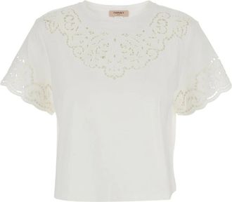 Twinset Femme, Tops, Blanc, Taille: 42 FR T-shirt en dentelle