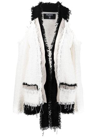 Balmain veste en fil boucl&eacute; - Blanc