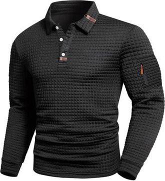 Generico Pulls molletonn&eacute;s Hommes gaufres Sweat-shirt de Sport avec Col &agrave; Un Quatri&egrave;me Combinaison de Maison, Pull avec Botones Tricot &agrave; Manches Longues Busine