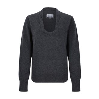 Maison Margiela Anthrazit Woll-Pullover mit U-Boot-Ausschnitt - - Knitwear - Damen - Grau - M