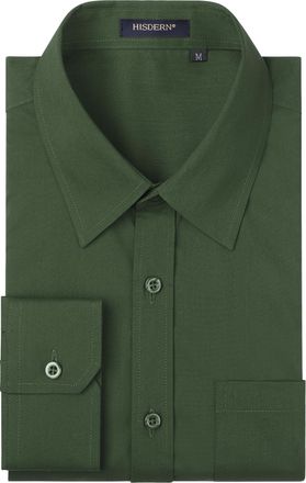 Hisdern Herren Hemd Freizeithemd Langarmhemd Formelle Businesshemden Freizeithemden Langarm Hemd Regular Fit Hemden Shirt Grün 6XL