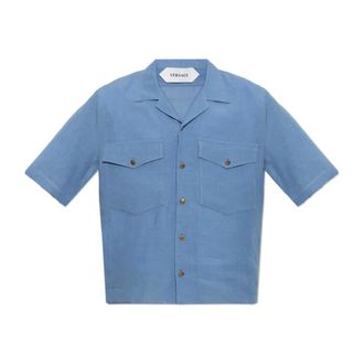 Versace Leinenhemd Relaxed Fit - - Shirts - Herren - Blau - L