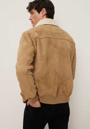 Bruno Banani Lederimitatjacke in Wildlerderoptik mit Teddy Fell gef&uuml;ttert
