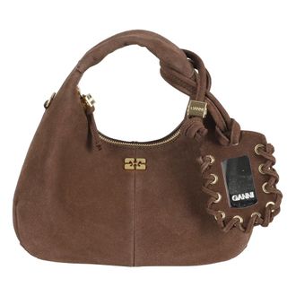 Ganni Suede Mini Hobo Bag - Femme - Sacs - Brun - Taille: ONE Size