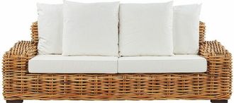 Beliani Gartensofa Nat&uuml;rlich Cremewei&szlig; Rattan 3-Sitzer f&uuml;r Garten f&uuml;r Terasse f&uuml;r Innenbereich f&uuml;r Aussenbereich