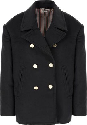 Thom Browne Femme, Manteaux, Bleu, Taille: 36 FR Double-Breasted Coat