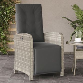 vidaXL Gartensessel mit Fu&szlig;teil Verstellbar Hellgrau Poly Rattan - Vidaxl