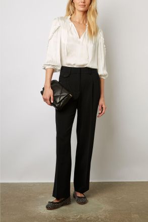 Gerard Darel Blouse en satin &agrave; volants - ALEXIA - Blanc