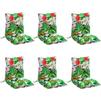 vidaXL Coussins de chaise &agrave; dossier bas lot de 6 multicolore vidaXL